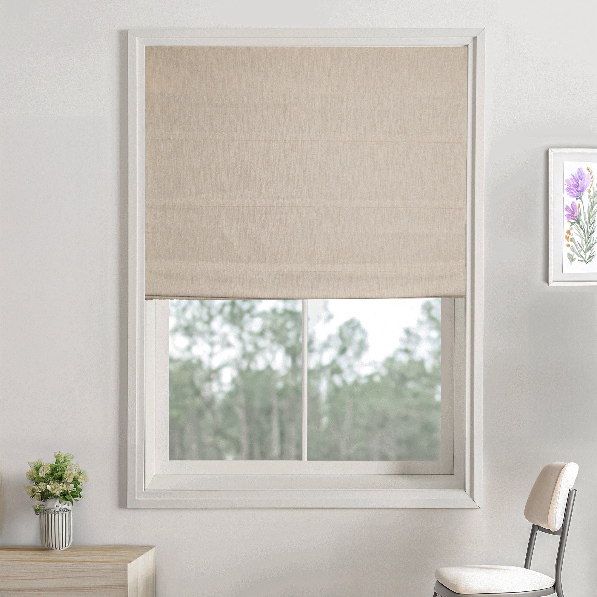 Cove Cotton Plain Fold Roman Shades & Blinds | Neutral Curtains