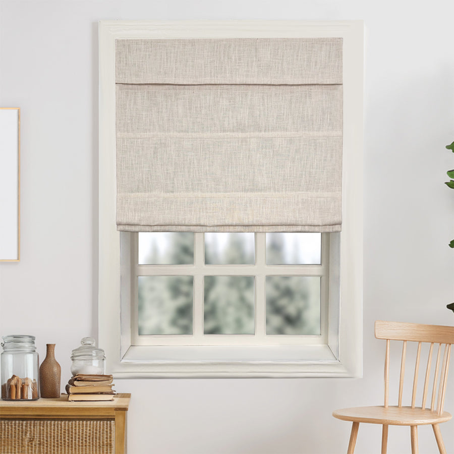 Belgian Flax Linen Roman Shades & Blinds | Top Down Bottom Up – Neutral ...